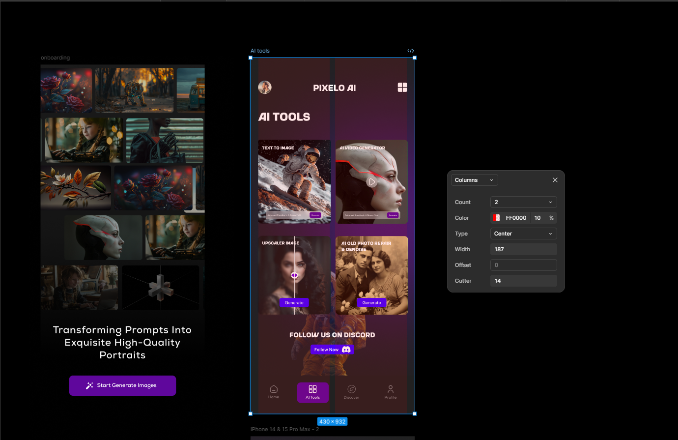 Custom AI Image Generator Mobile App UI Design in Figma for AI Agencies